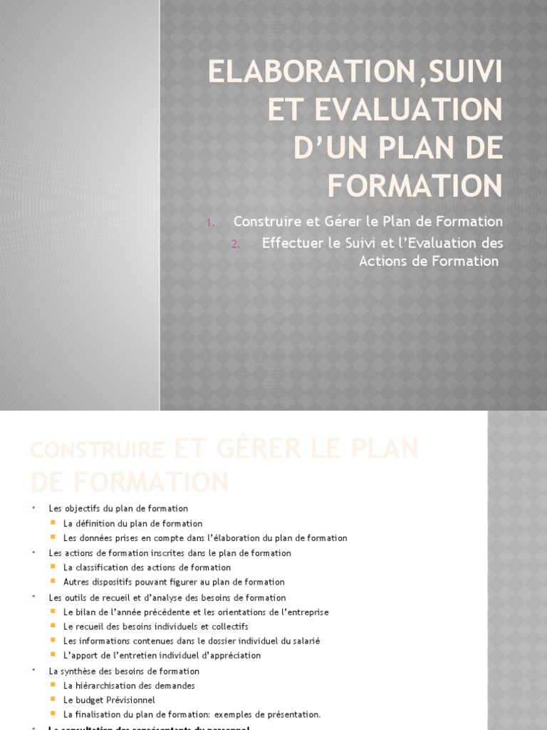 Élaboration et Suivi du Plan de Formation | PDF | Business | Gestion ...