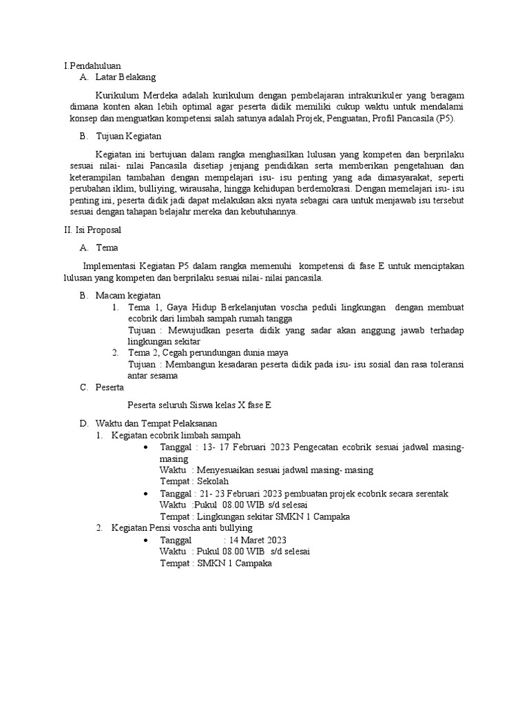 Implementasi P5: Kegiatan Ecobrik dan Anti-Bullying | PDF