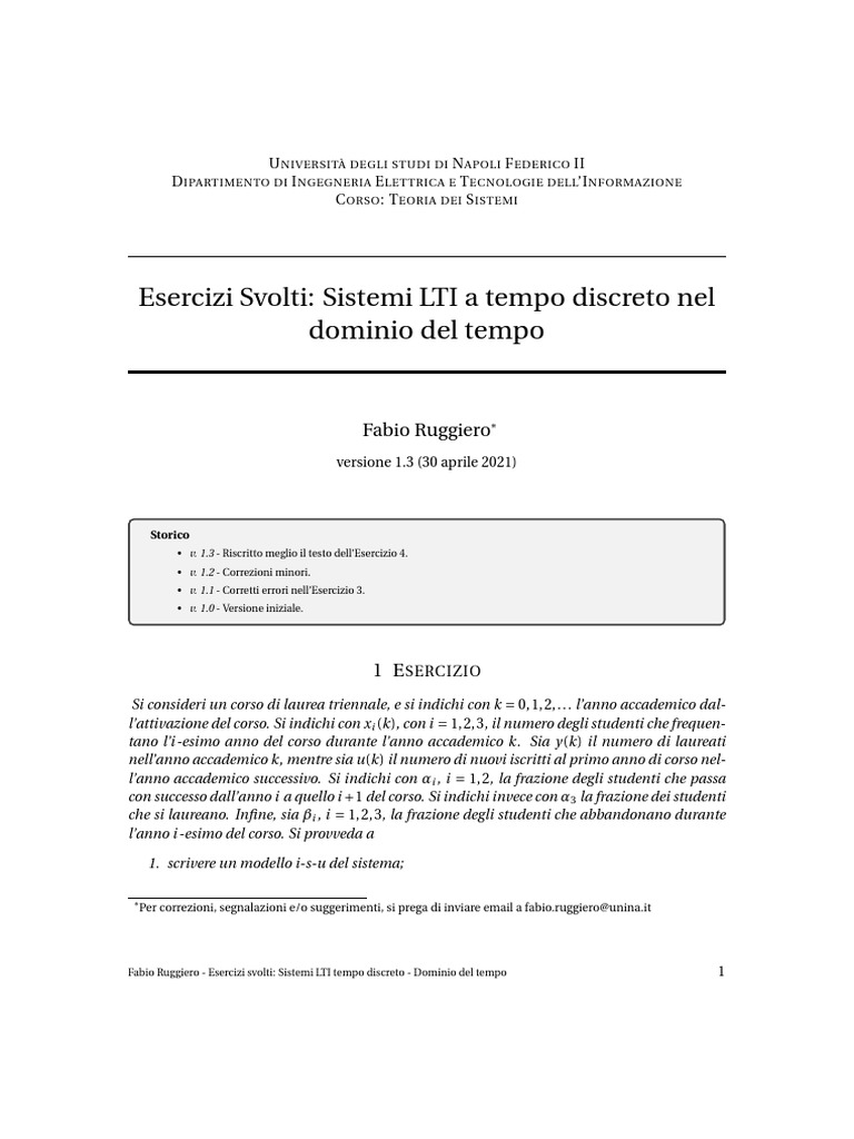 TSI EsercitazioniSvolte 4 LTI TD Dominio Tempo | PDF