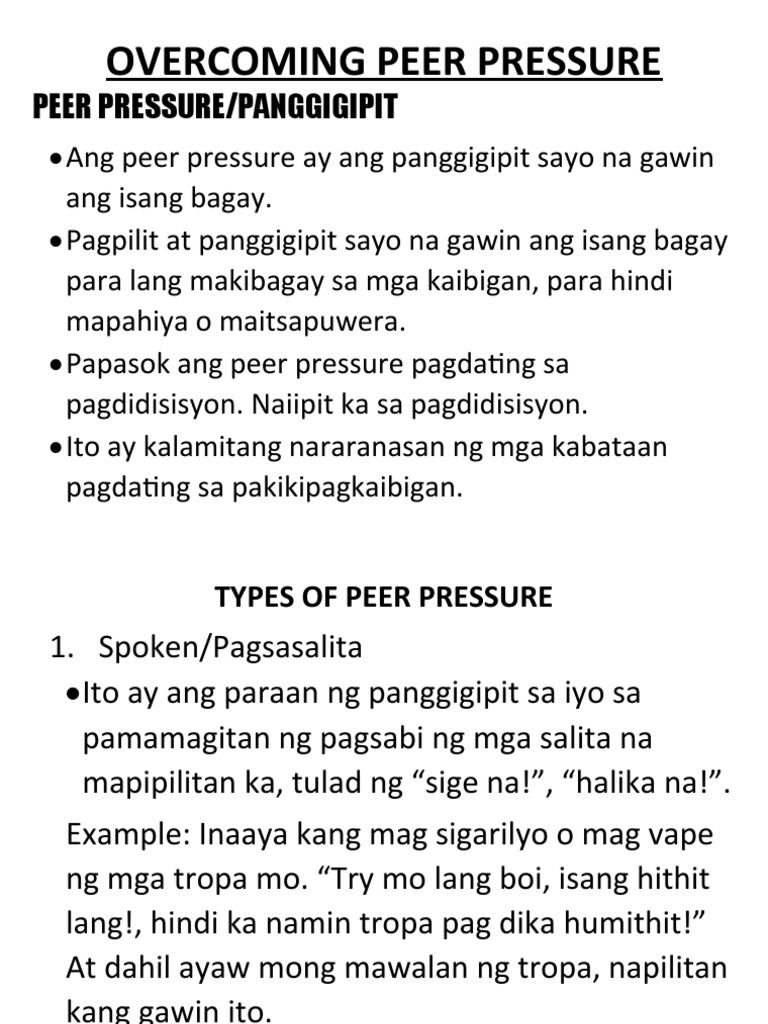 Lesson 2 - Overcoming Peer Pressure | PDF