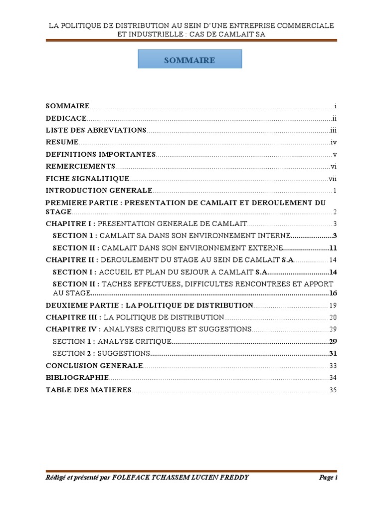 Politique de Distribution de CAMLAIT SA | PDF | Prix | Business