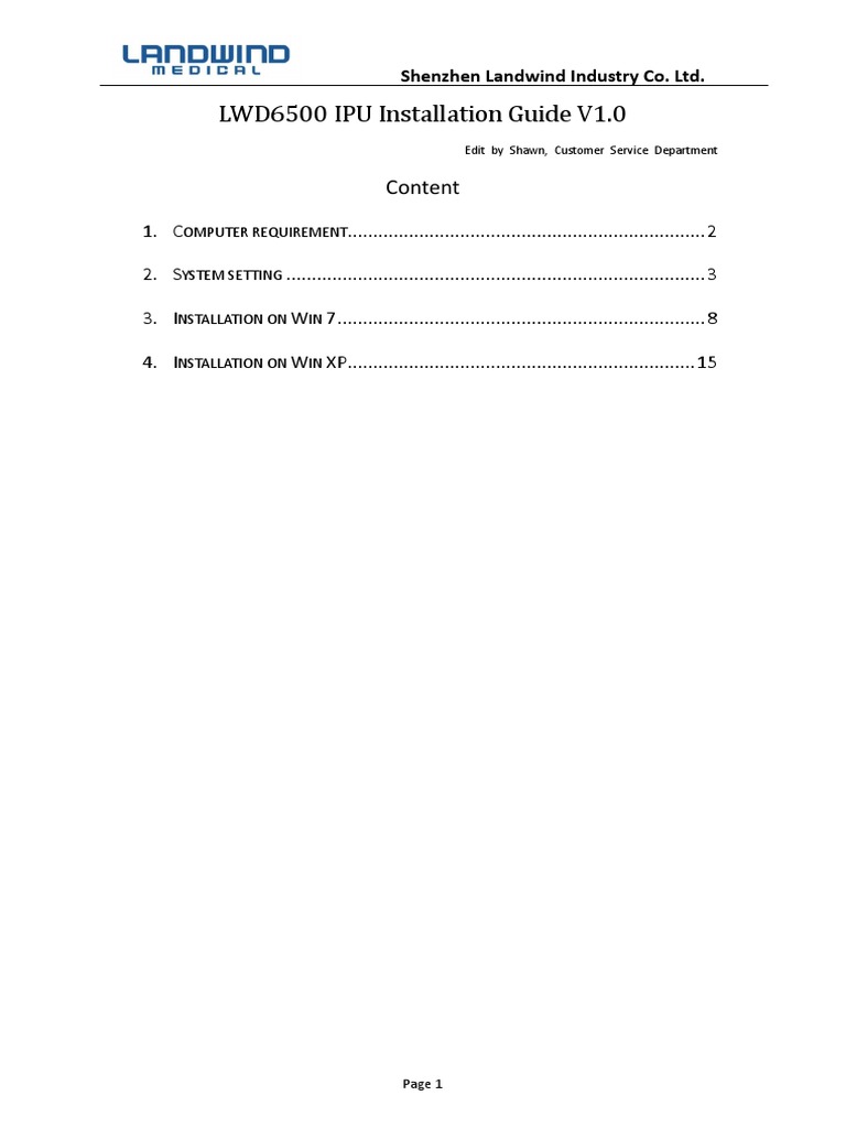 LWD6500 IPU Installation Guide V1.0 | PDF | Windows Xp | File Transfer Protocol