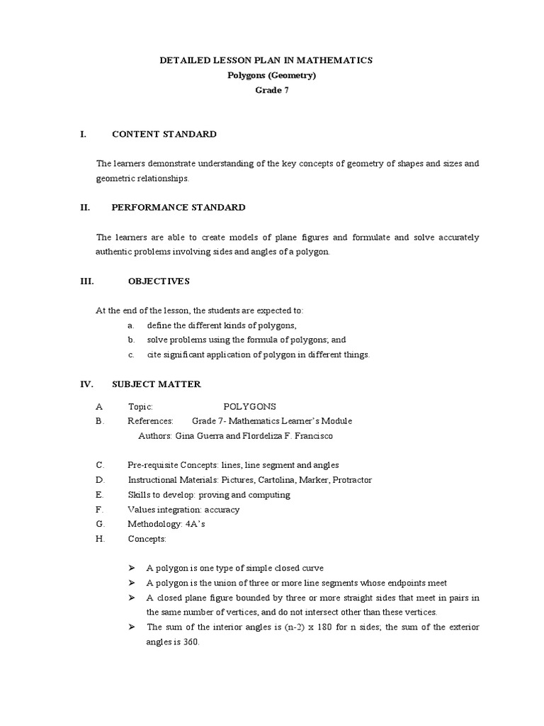 Grade 7 ''POLYGON'' | PDF | Polygon | Triangle