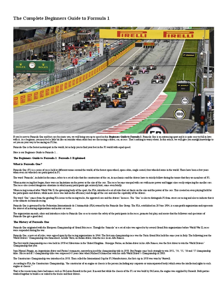 The Complete Beginners Guide To Formula 1 | PDF | Formula One | Formula ...