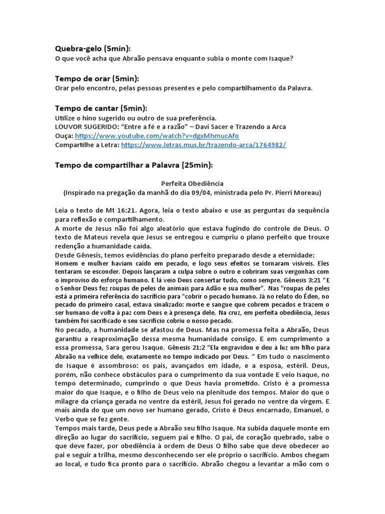 Roteiro PGM | PDF | Isaac | Abraão