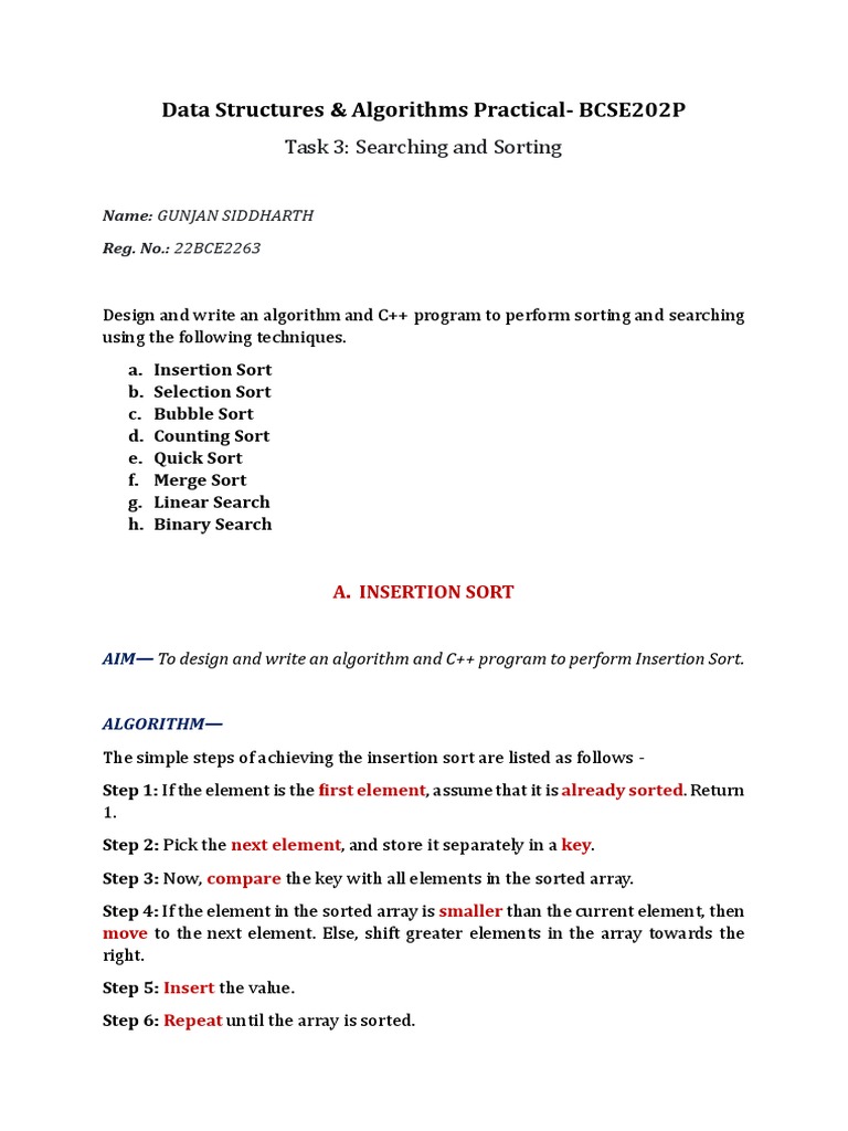 T3 - Searching Sorting | PDF | Algorithms | Discrete Mathematics T3 - Searching Sorting | PDF | Algorithms | Discrete Mathematics