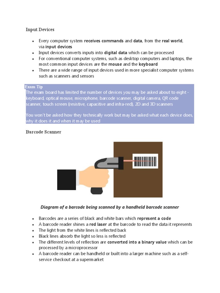 Comprehensive Guide to Input Devices | PDF | Barcode | Image Scanner