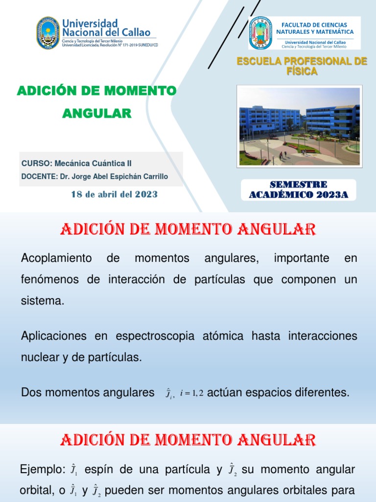 Sesión 8 Adición de Momento Angular | PDF | Momento angular | Orbital atómico