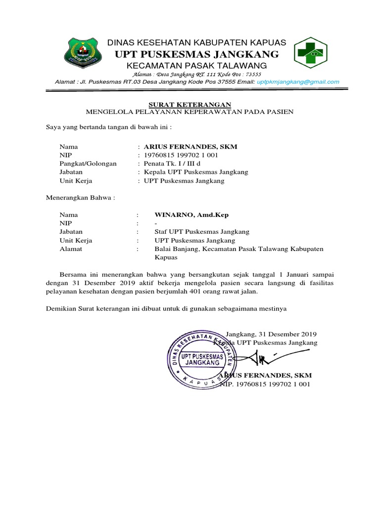 Surat Bekerja Dan Merawat Pasien | PDF