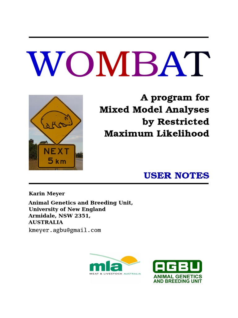 Wombat Manual | PDF | Covariance Matrix | Regression Analysis