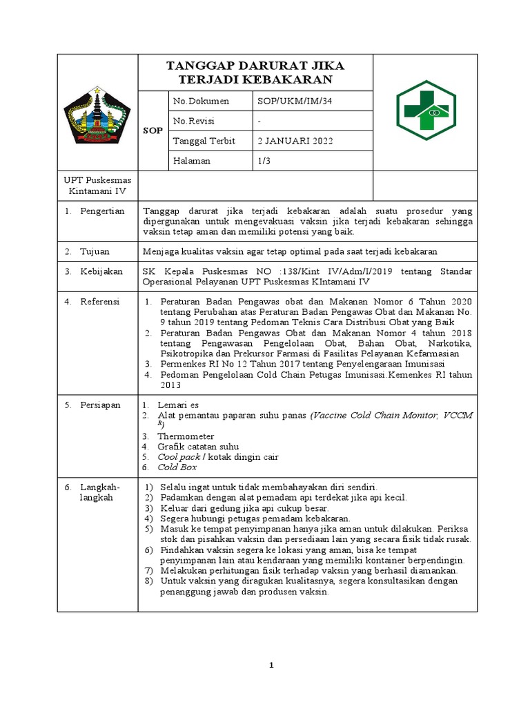 SOP 34 Tanggap Darurat Kebakaran | PDF