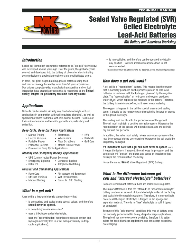 Battery GEL-technical - Manual | PDF | Battery Charger | Rechargeable ...