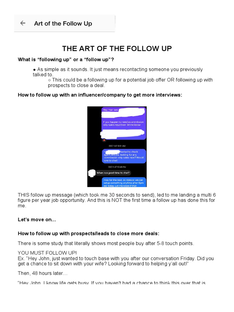 Mastering the Art of Follow-Up | PDF