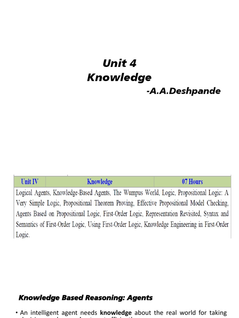 Ai Unit 4aad | PDF | Logical Consequence | Logic