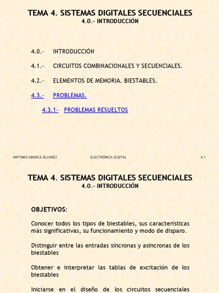 Tema 4. Sistemas Digitales Secuenciales | PDF | Ingeniería Electrónica | Ciencias de la Información