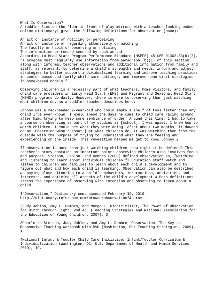 What Is Observation | PDF | Child Care | Behavior Modification