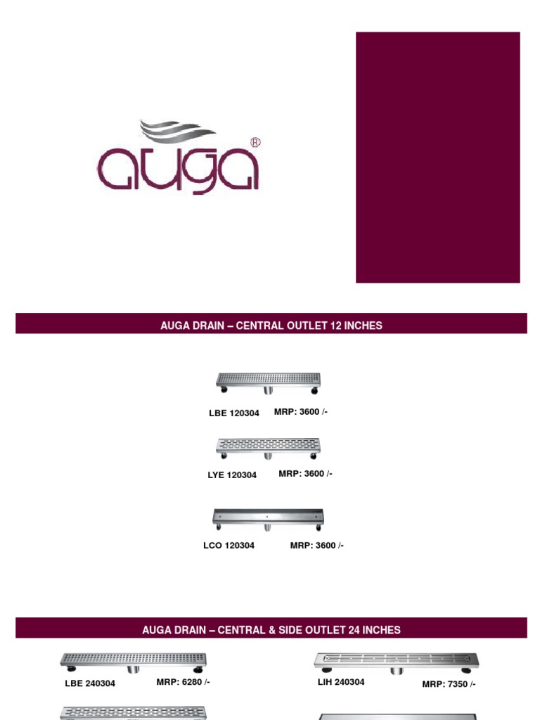 Auga Drains - Price List - 2023 | PDF