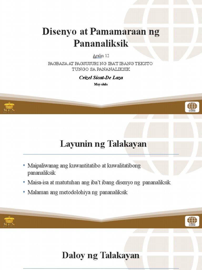Aralin 12 Disenyo at Pamamaraan NG Pananaliksik | PDF Aralin 12 Disenyo at Pamamaraan NG Pananaliksik | PDF