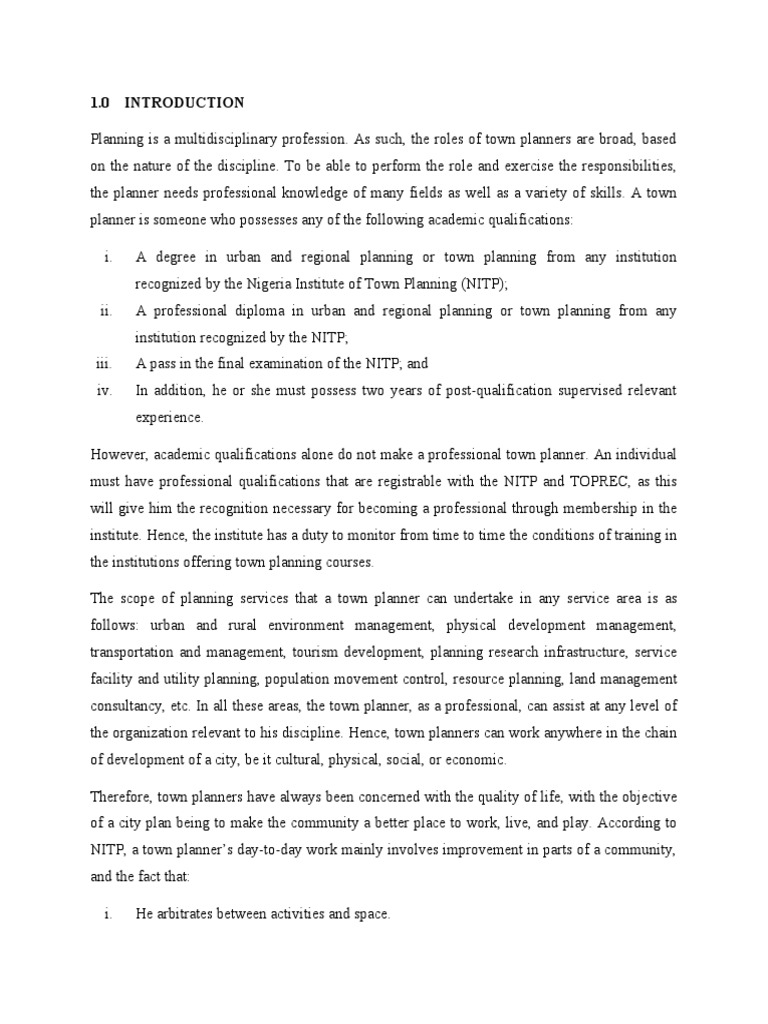 Roles of Planners in Government, Private Sector and Local Authorities ...