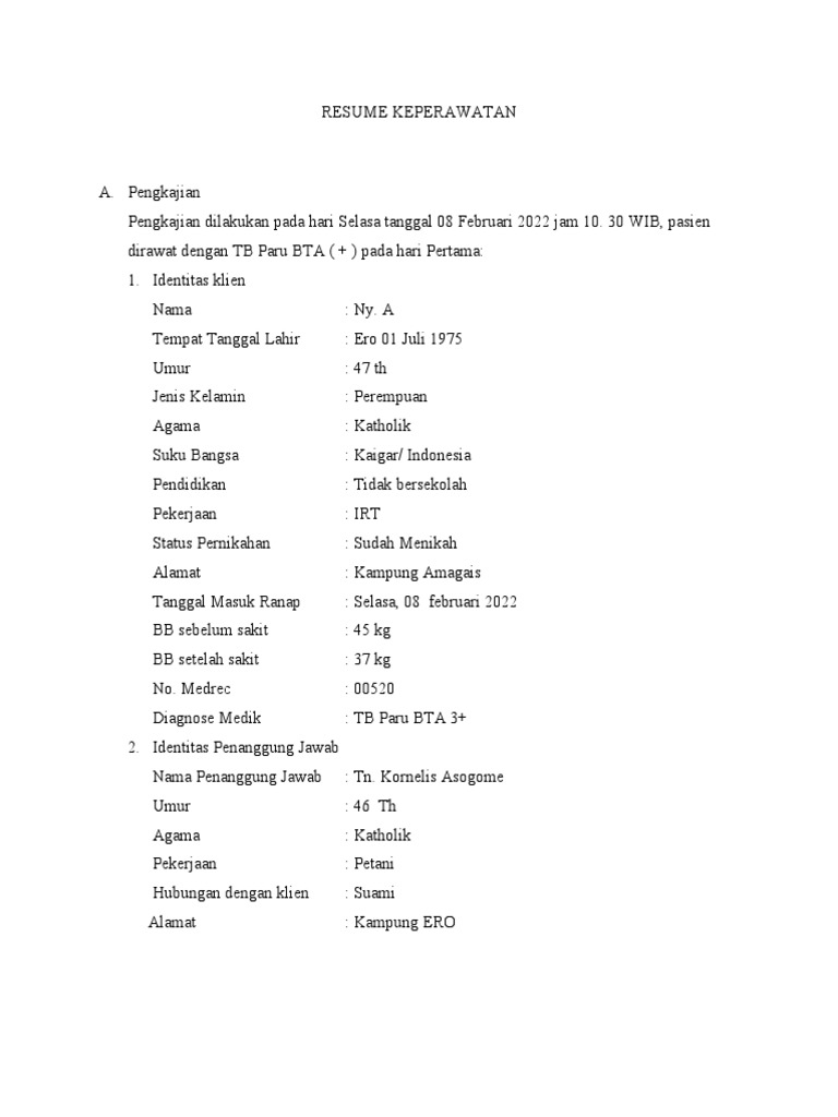 Resume Keperawatan Pasien TB Paru | PDF | Kesehatan Holistik