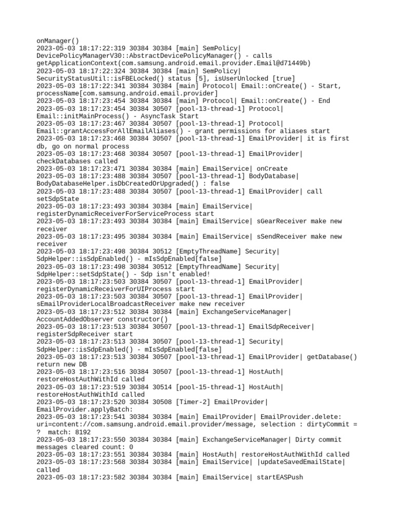 Samsung Email Service Log Analysis | PDF | Logging | Telecommunications