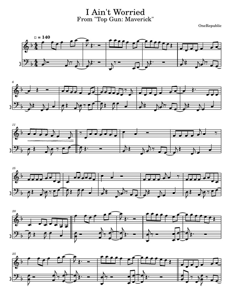 I Aint Worried OneRepublic From Top Gun Maverick | PDF