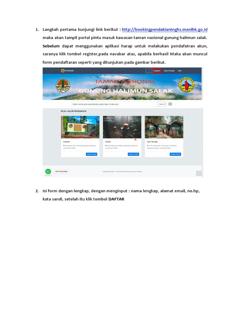 User Guide Pendakian TNGHS | PDF
