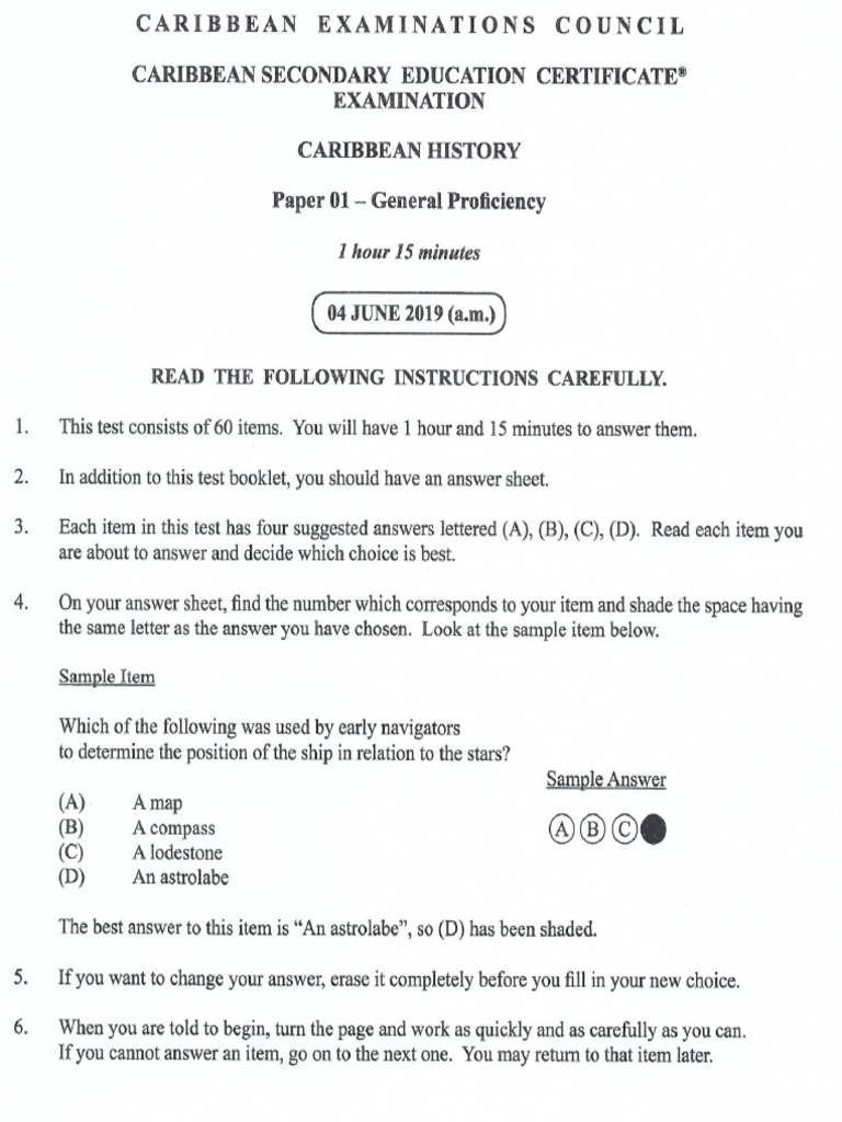 Csec MCQ History 2019 | PDF
