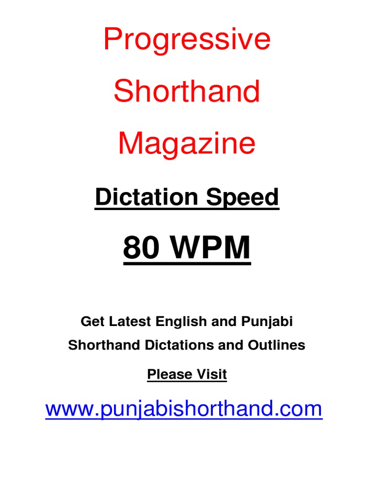Progressive Shorthand Magazine: Dictation Speed | PDF