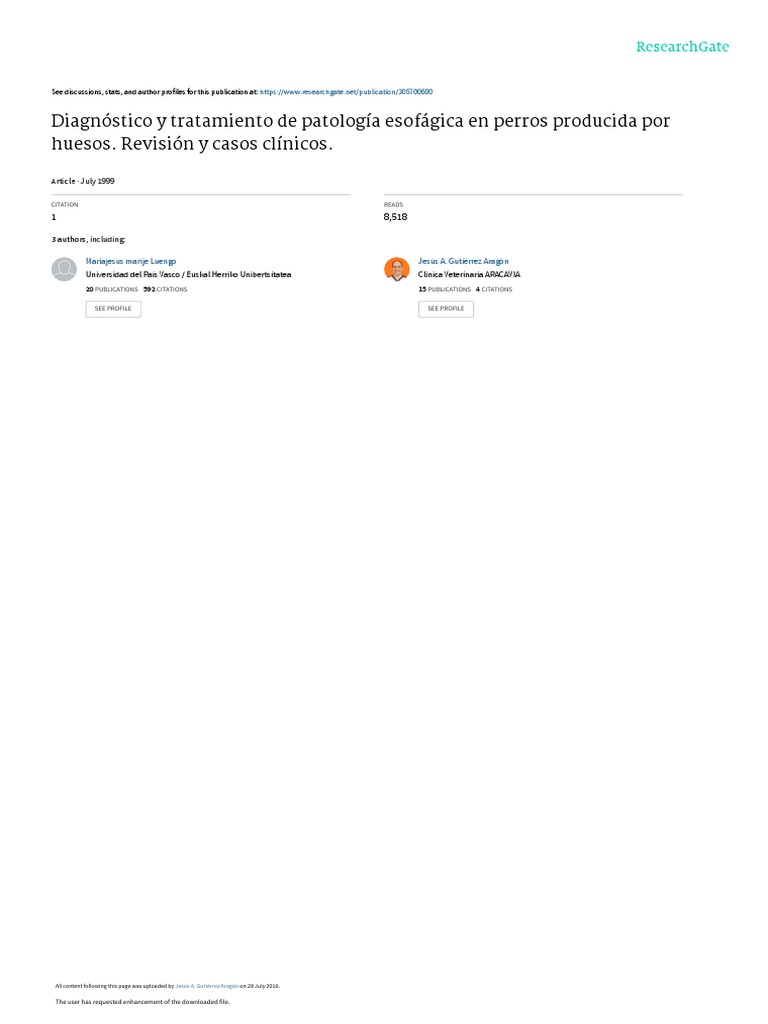 Diagnóstico y Tratamiento de Patología Esofágica en Perros Producida ...