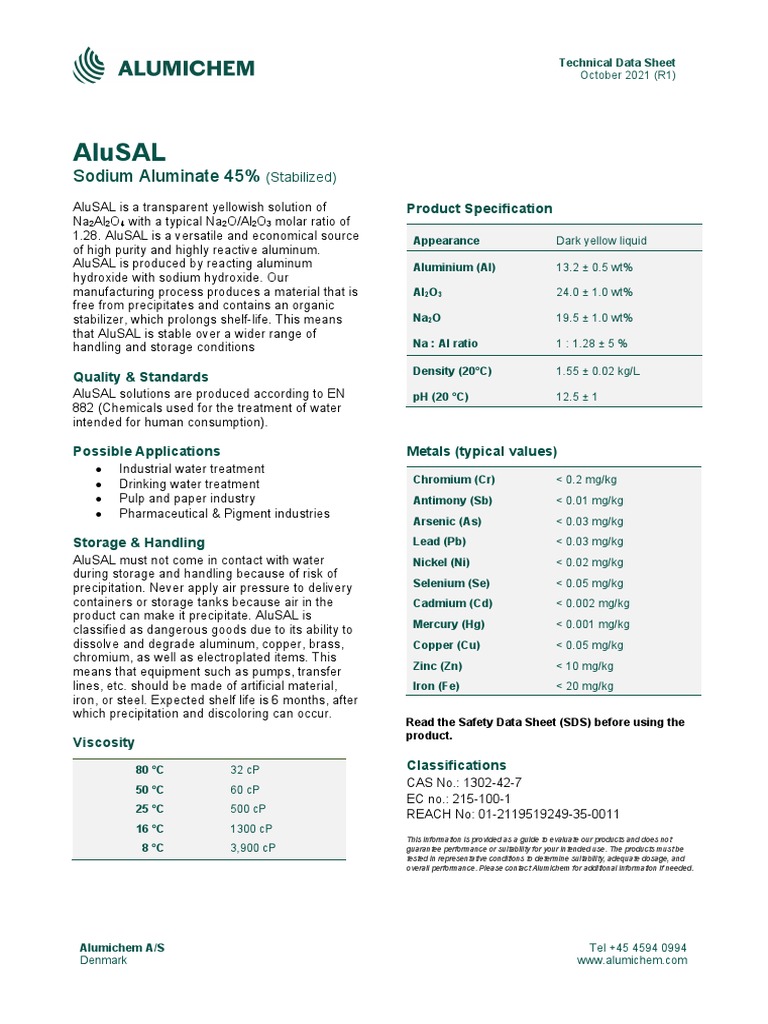TDS_AluSAL45_Std_Alumichem_EN | PDF | Aluminium | Sodium Hydroxide