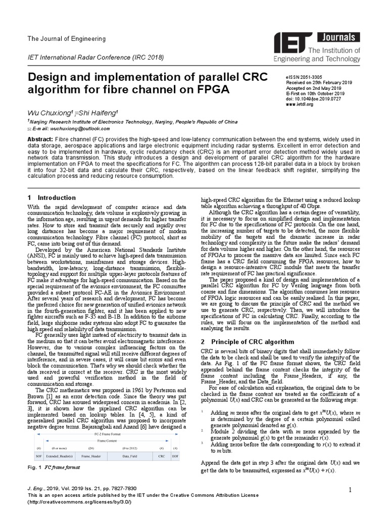 Parallel CRC Algorithm for FPGA in FC | PDF | Computing | Computer ...