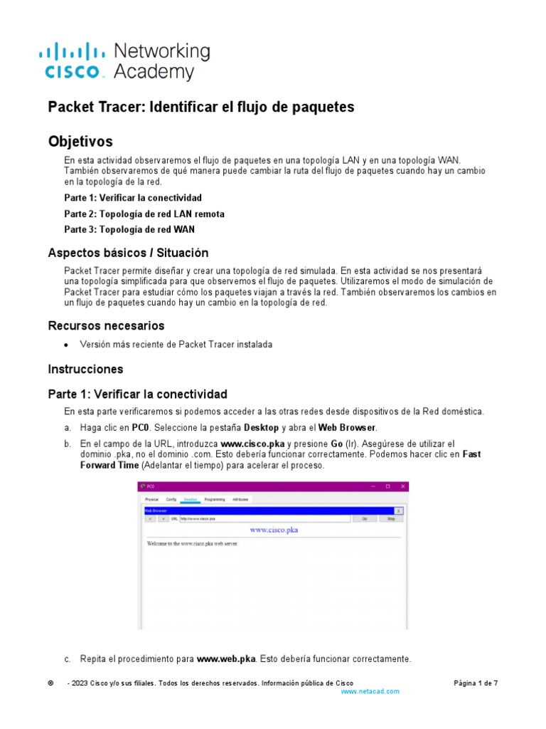 12.1.9 Packet Tracer - Identify Packet Flow | PDF | Enrutador (Computación) | Ingeniería Informática
