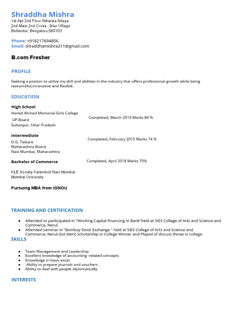 Shraddha Mishra: Profile | PDF