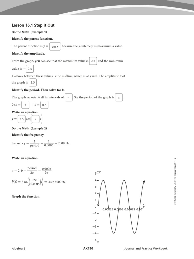 Algebra II Workbook Chapter 16 | PDF | Function (Mathematics) | Trigonometric Functions