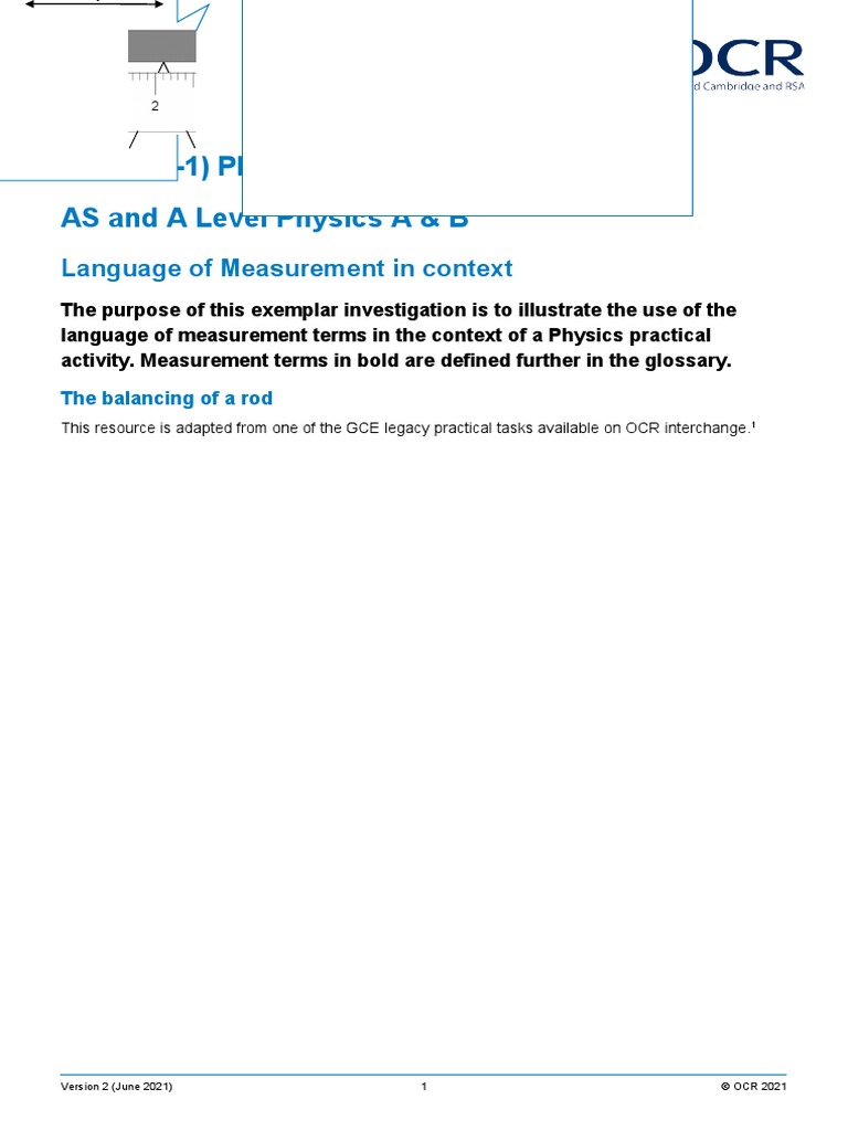 Language of Measurement in Context Physics | PDF | Measurement