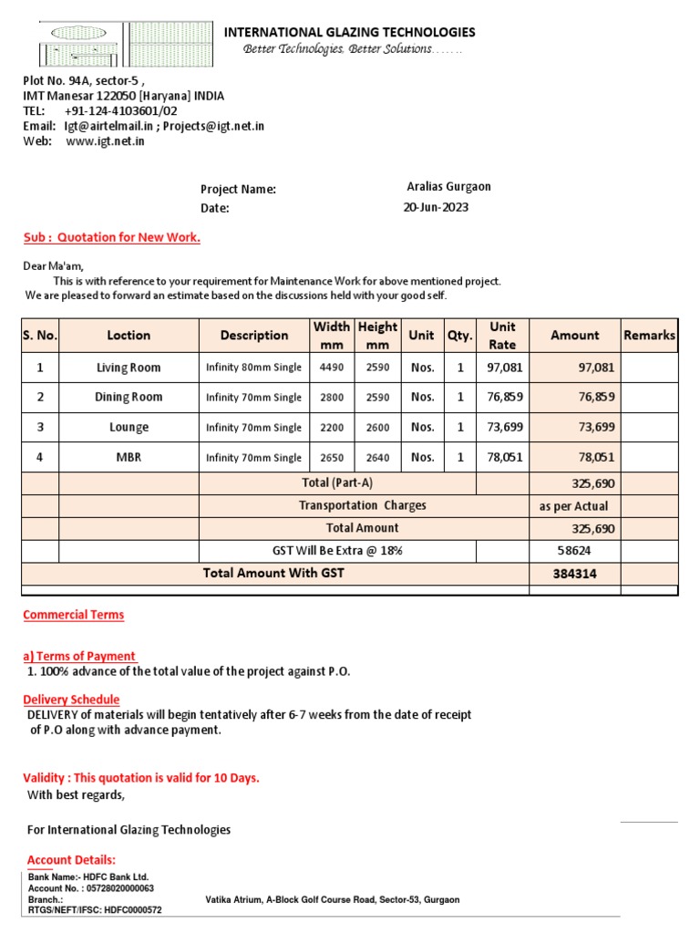 Quotation for Maintenance Work Estimate | PDF | Personal Finance | Business