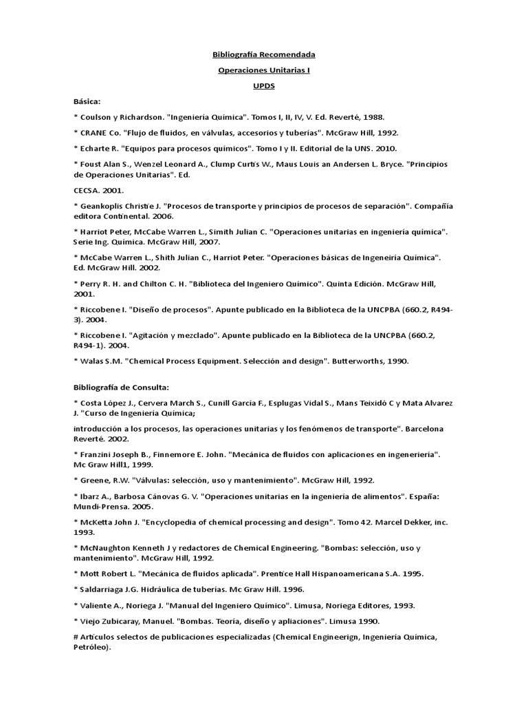 Bibliografía Recomendada | PDF | Ingeniería Química | Business
