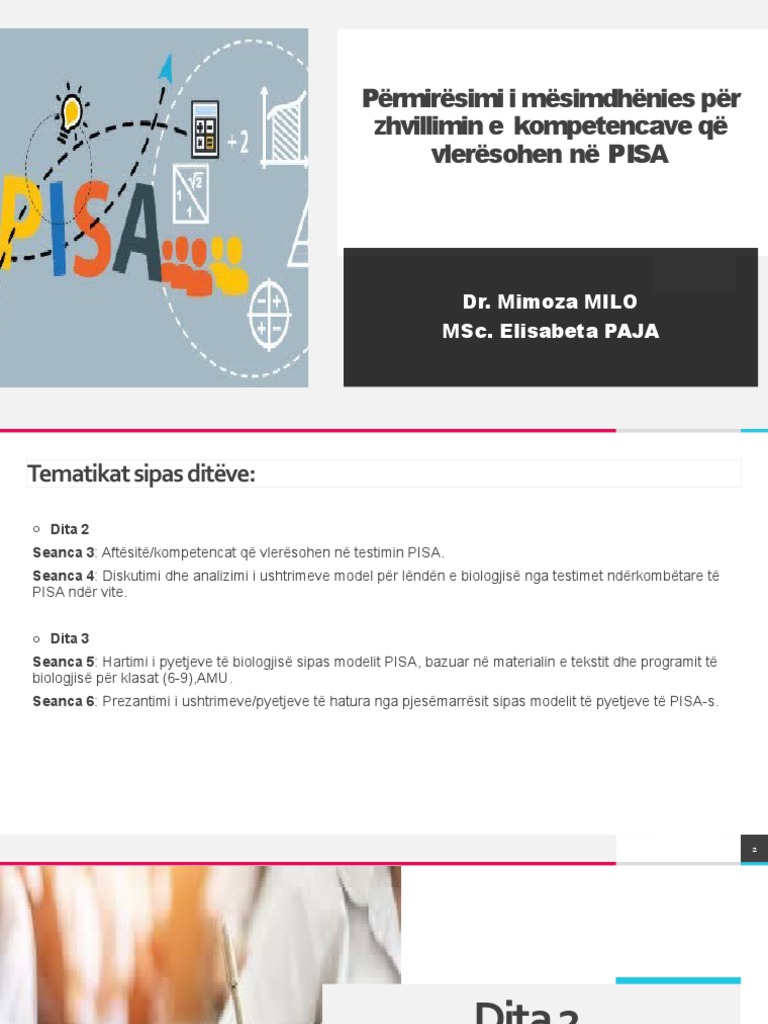 Prezantimi PISA-Shkencat - Biologji-Kimi Dita 2 | PDF