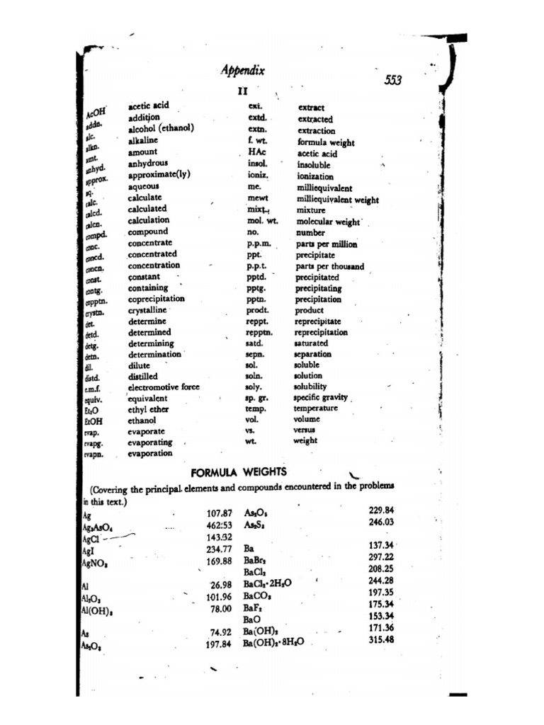 ANACHEM LAB Molecular Weights | PDF
