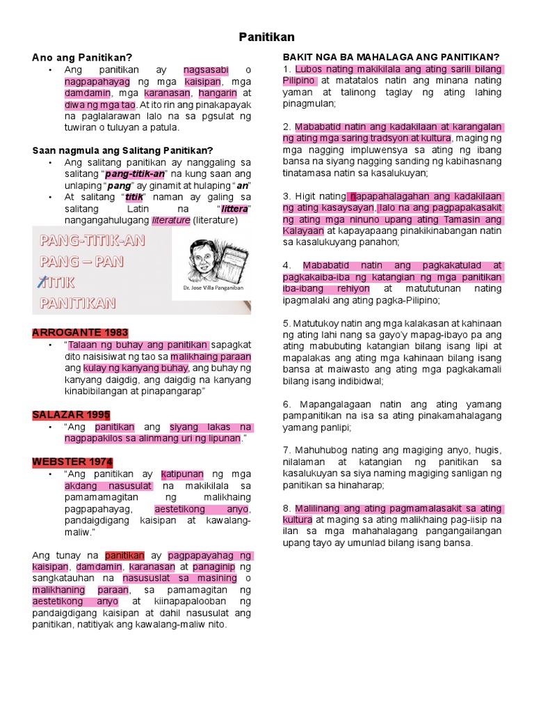 PANITIKAN Review | PDF
