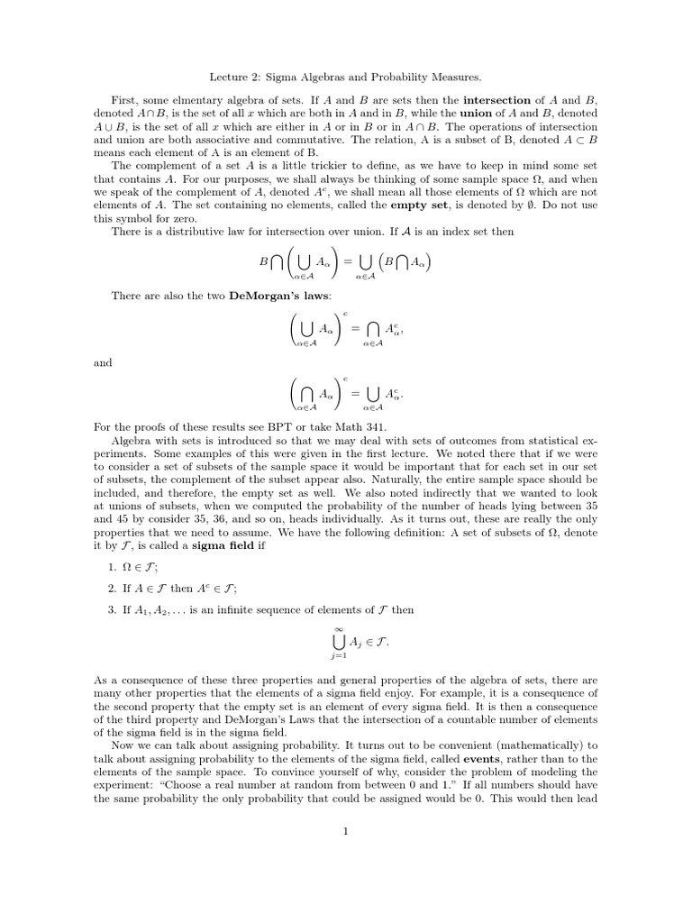 Sigma Algebras y Medidas de Probabilidad | PDF | Set (Mathematics ...