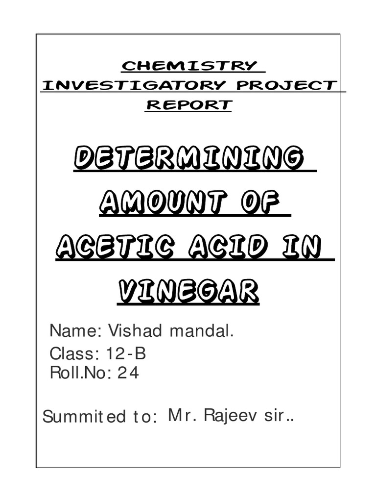 Chemistry Investigatory Project of Class Xii | PDF | Titration | Chemistry
