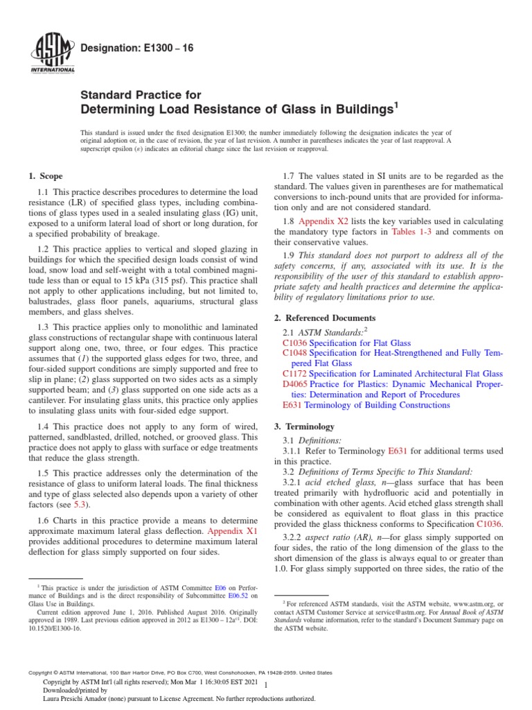 Standard Practice For Determining Load Resistance of Glass in Buildings ...