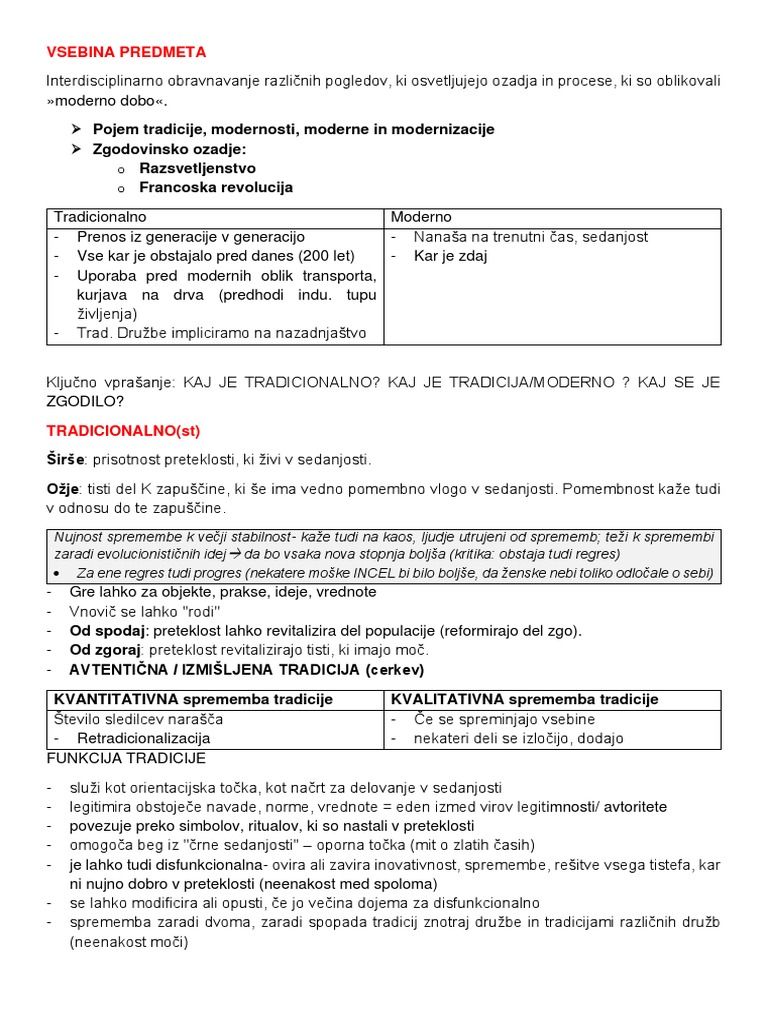 MODERNIZACIJA IN GLOB Predavanja 1 | PDF