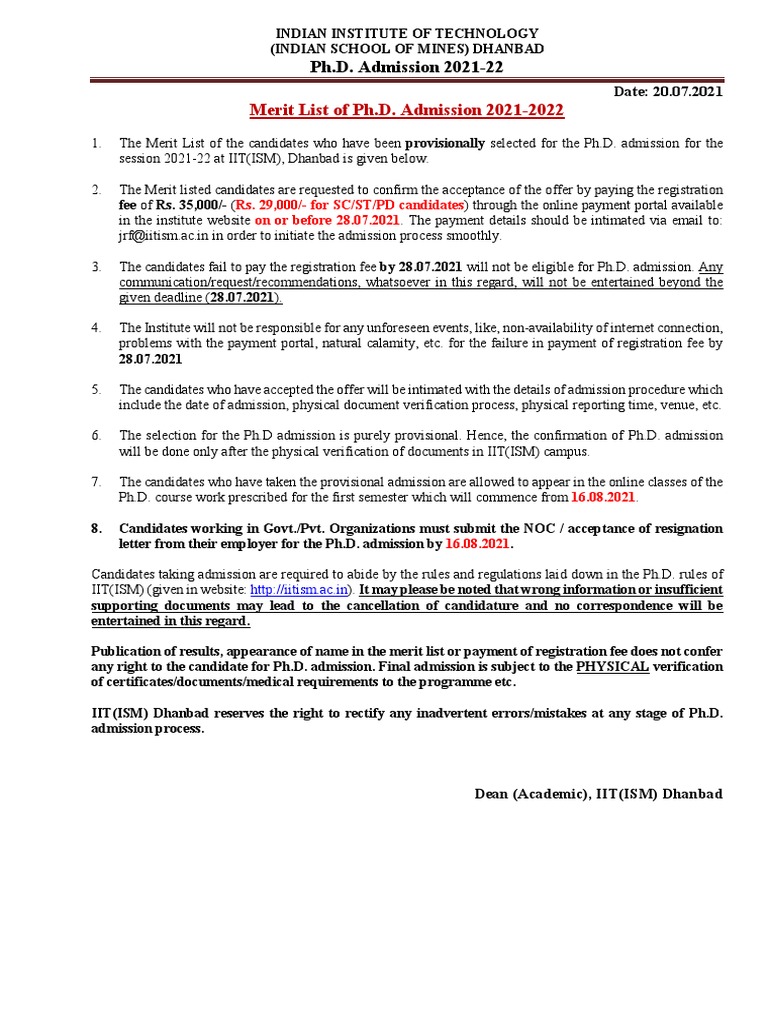 03 Notification JRF 2021-22 Merit-List 19 07 2021 | PDF | Engineering ...