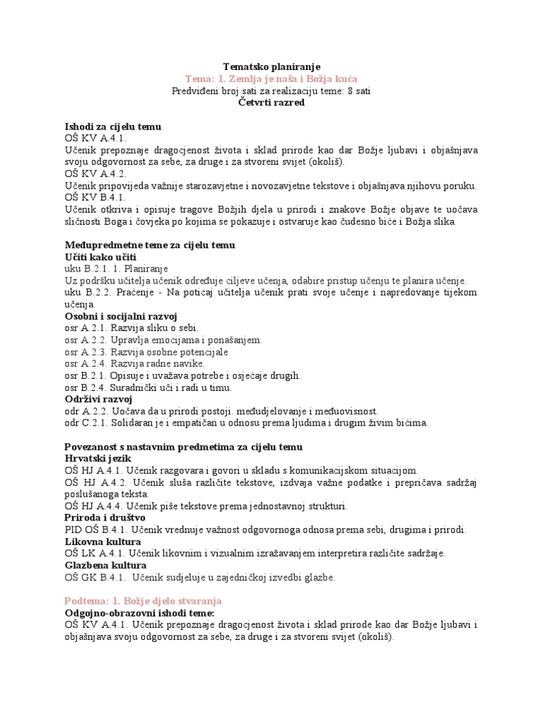 4 Razred Zemlja Je Nasa I Bozja | PDF