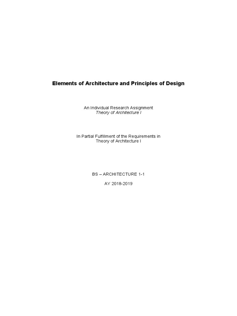Elements of Architecture and Principles of Design | PDF