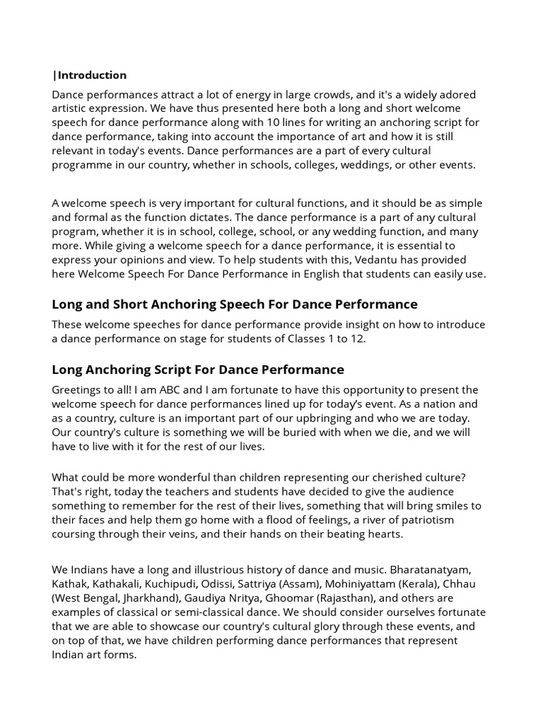 Anchrs Script | PDF | Performing Arts | Dances