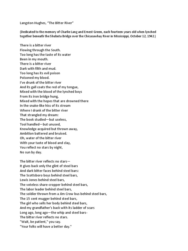 Langston Hughes The Bitter River | PDF